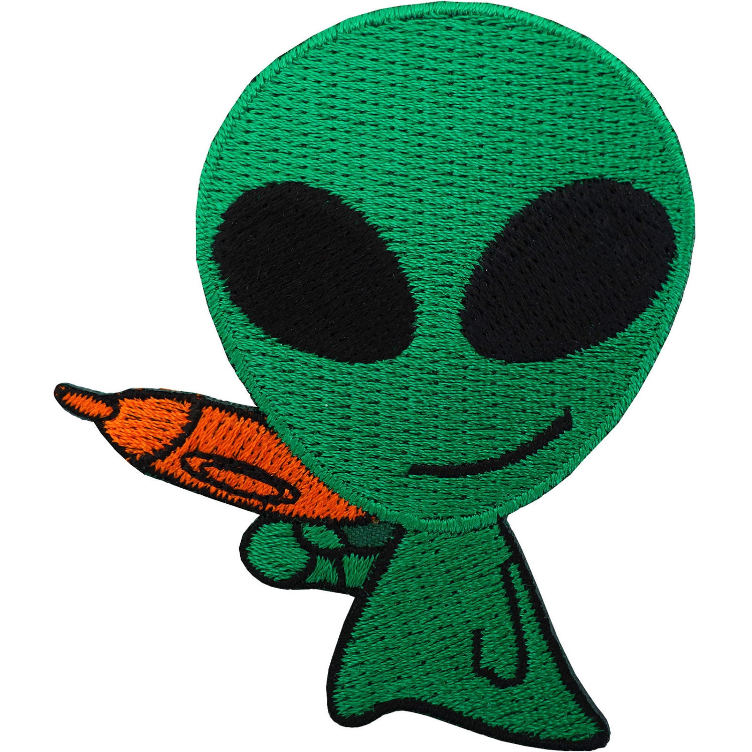 Alien Patch Sew / Iron On Embroidered T Shirt Badge UFO Space