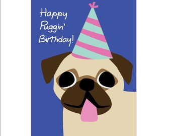 Pug birthday card | Etsy