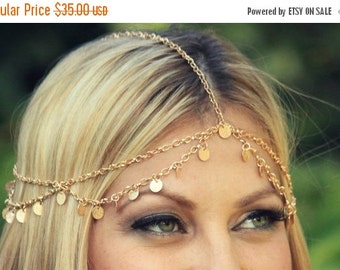 Gold chain headband | Etsy