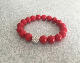 Red bead bracelet | Etsy