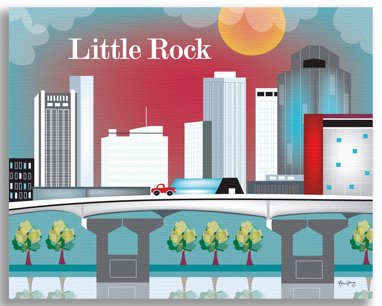 Little Rock Arkansas Skyline Little Rock Print Arkansas