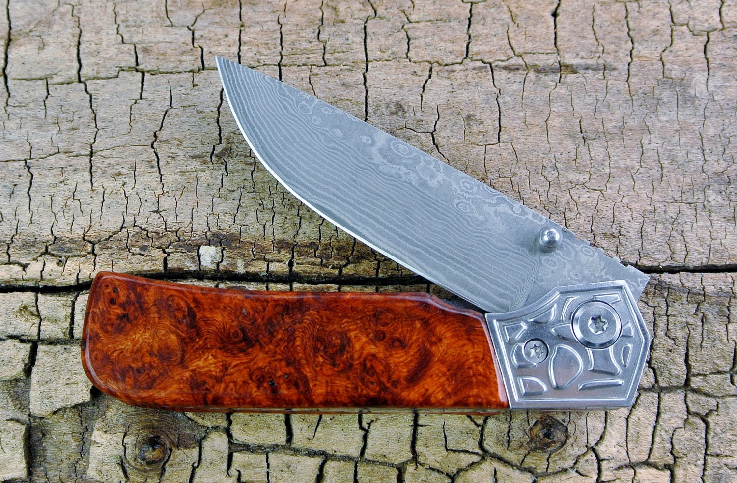 Pocket Knife with Wood Handle - Amboyna Burl - Wooden Handle with ...