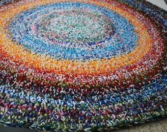 Blue handmade circle rug