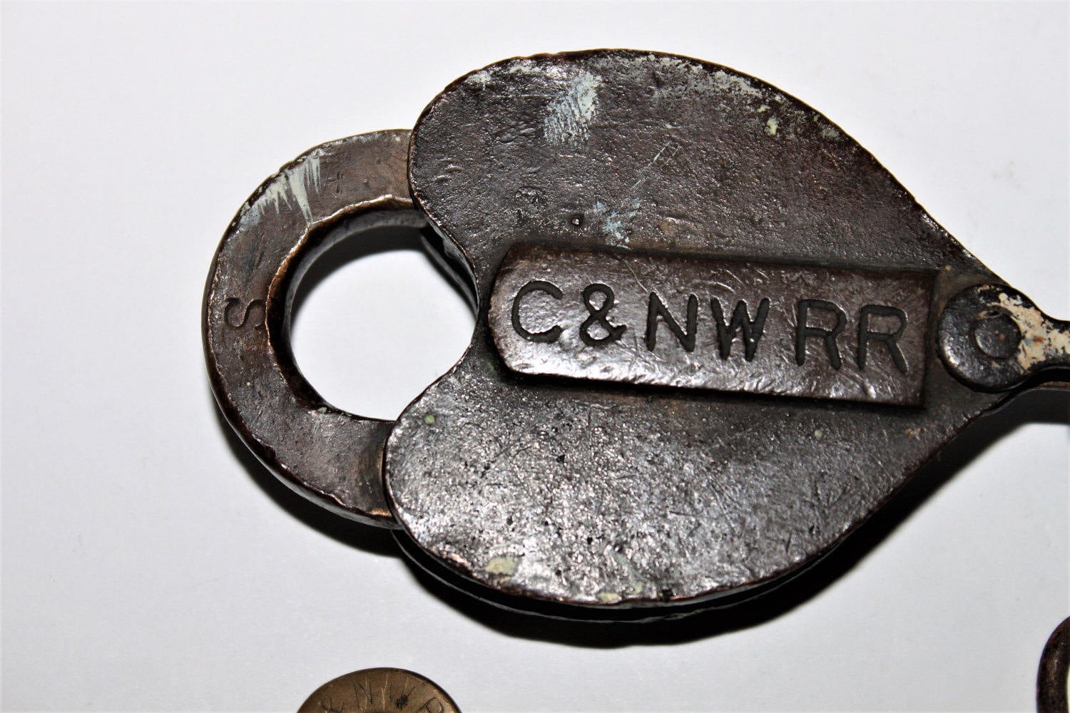 Antique Slaymaker Brass Padlock, Chicago and Northwestern Railroad ...