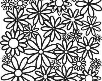 Daisy flower stencil | Etsy