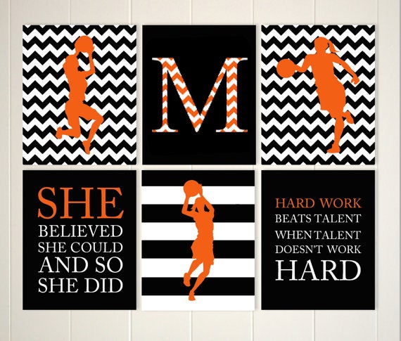Girls wall art basketball room decor basketball player