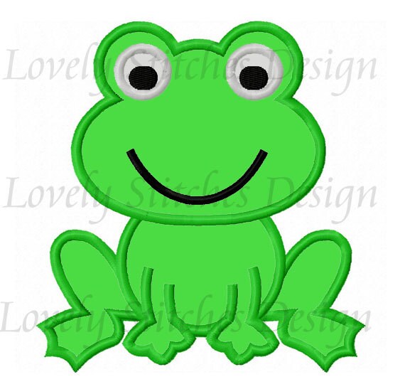 Cute Frog Applique Machine Embroidery Design No0594