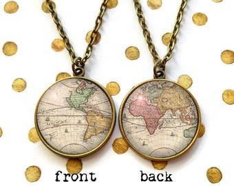 World map necklace | Etsy