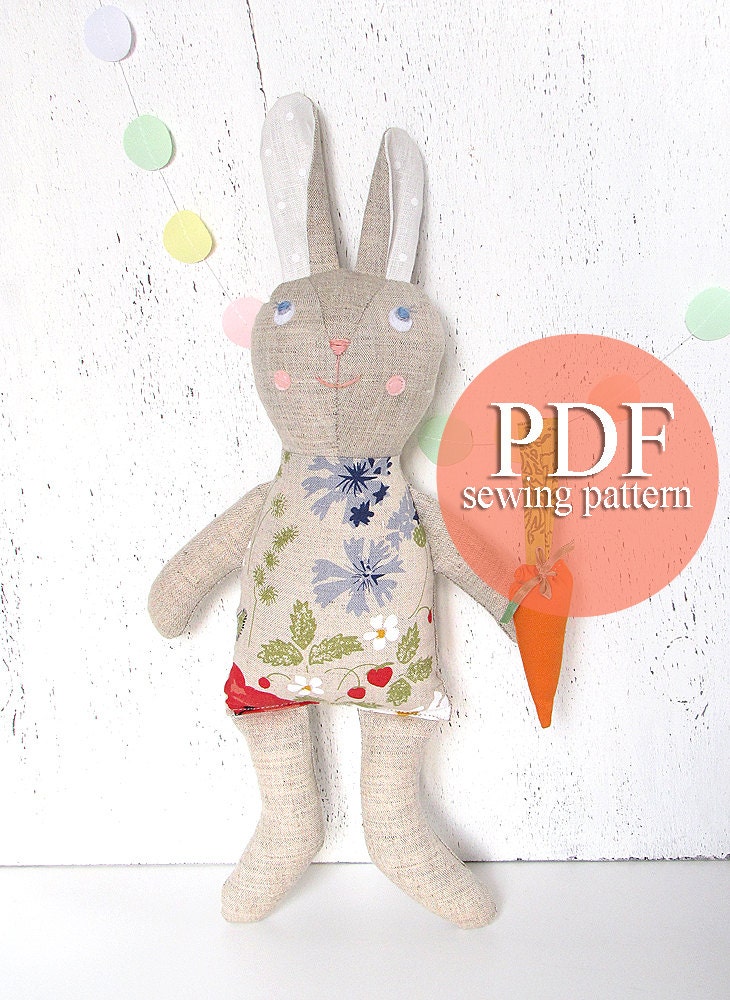 Stuffed toy bunny pdf sewing pattern Easter bunny rabbit