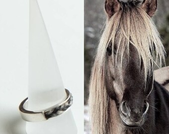 Horse HOOF ring Horsehair ring sterling silver horse hoof