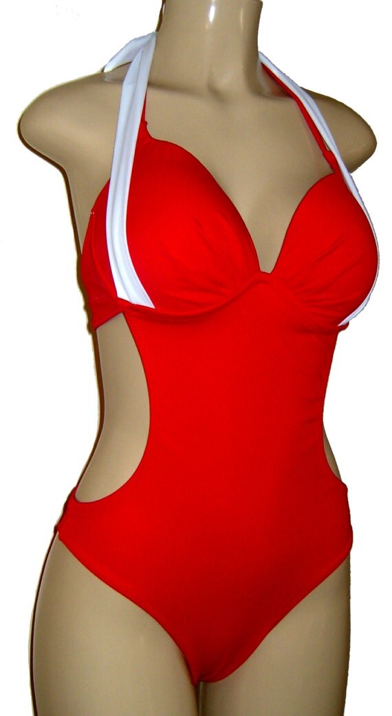 Double Tie Halter Monokini Cutaway Swimsuits Push Up