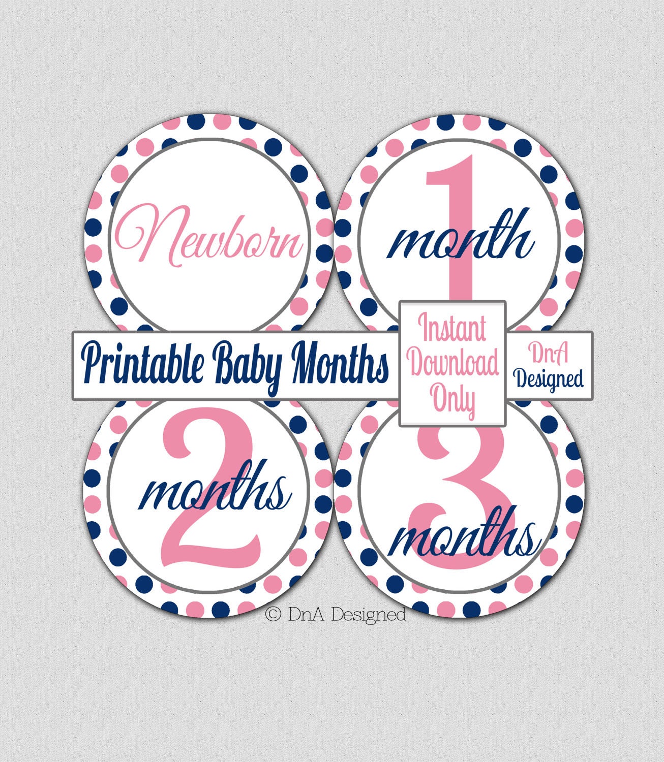 Baby Month Printable Stickers Instant Download Iron On