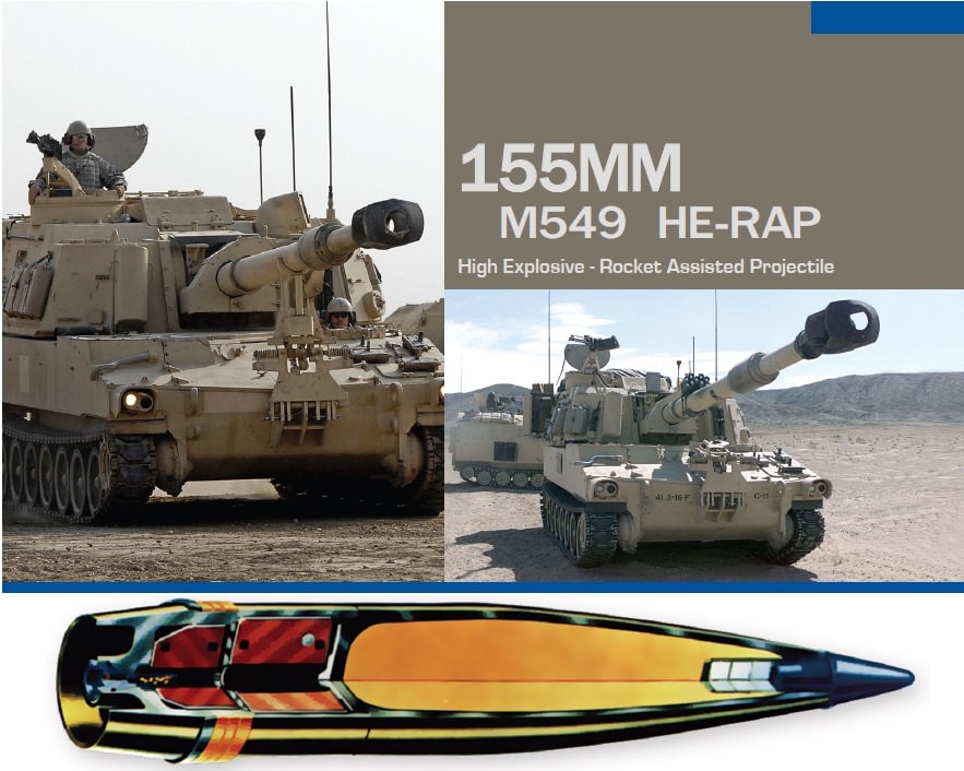 Inert empty 155mm M549 High Explosive Rocket Assisted
