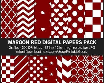 Maroon digital paper | Etsy