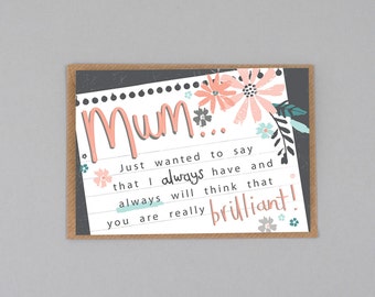 Mother's Day Card Button Flowers Paper Cut Card