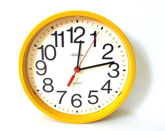 Yellow wall clock | Etsy