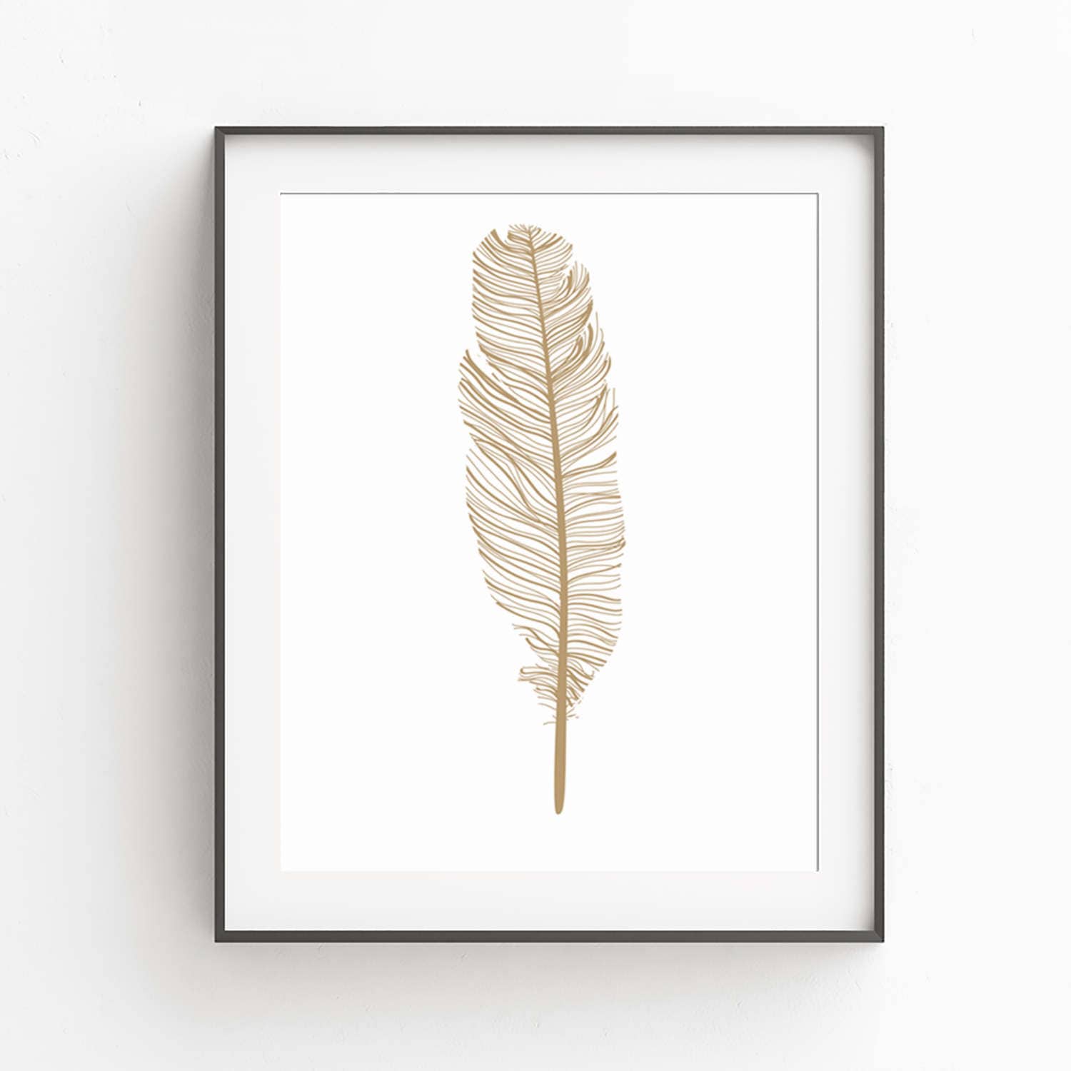 Gold Feather Wall Art Gold Print Art Wall Art Printable