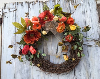 Red door wreath | Etsy