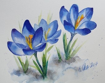 Crocus watercolor | Etsy