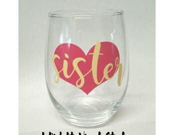 Sister wine glass | Etsy