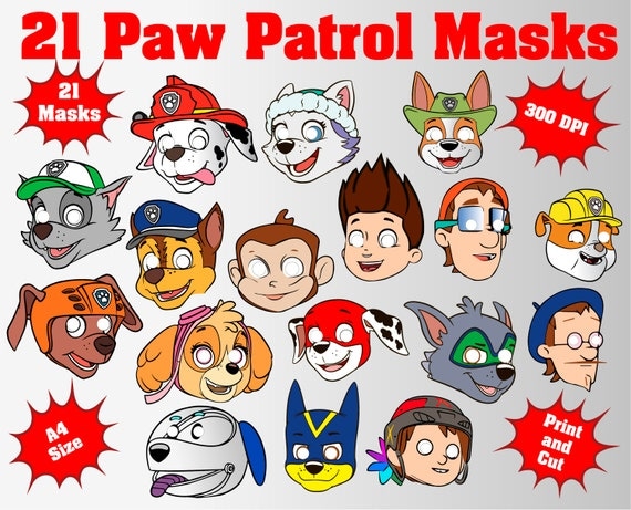 21 Paw Patrol Printable Kids Masks Marshall Skye Ryder