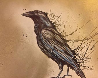 Raven painting | Etsy