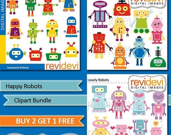 Cute robot clipart | Etsy