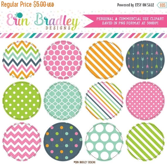 70% OFF SALE Clipart Circles Digital Tag by ErinBradleyDesigns