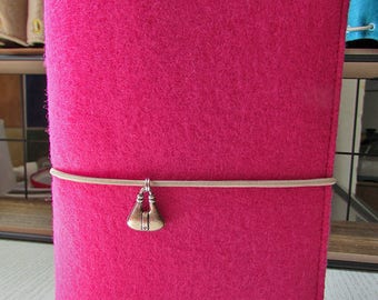 Black Leather Script Cover or Notebook Cover with hand painted