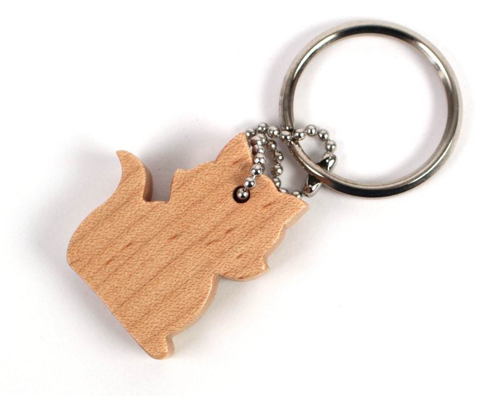 Cat Key Chain Wood Scroll Saw Outline Animal Keychain Kitty