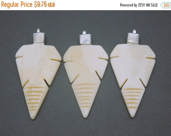 10% Sale Gemshow White Carved Bone Arrowhead by jewelersparadise