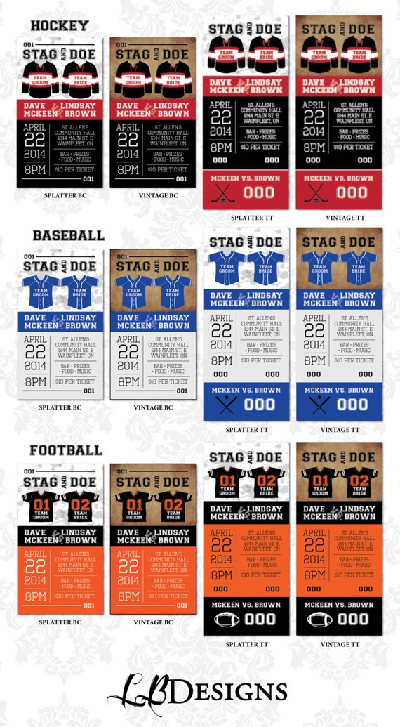 Stag and Doe Ticket Sports Theme / Jersey Design