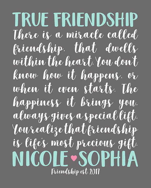 Gifts for Best Friend, Friendship Poem Custom, BFF, Gift for Birthday ...