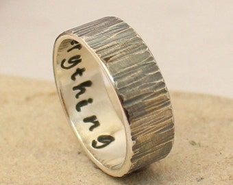 Personalized silver Ring / Band. Custom silver ring. Hammered