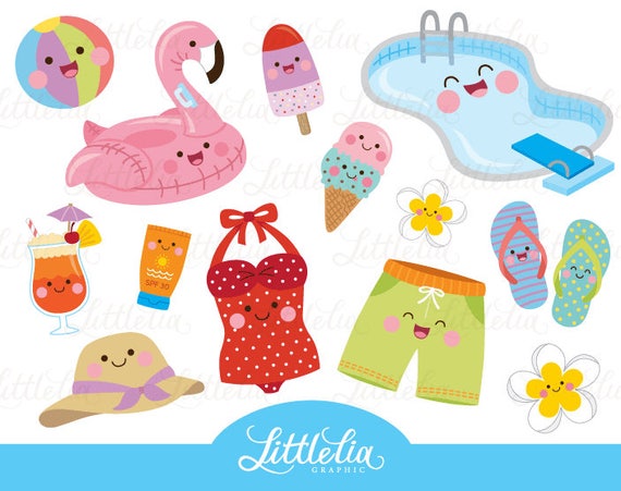 Pool kawaii clipart summer clipart 17023