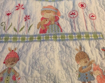 Bunny baby quilt | Etsy