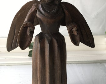 Carved wood angel | Etsy