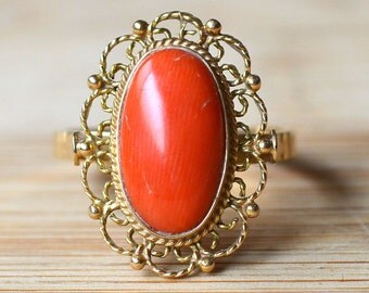 Antique coral ring | Etsy