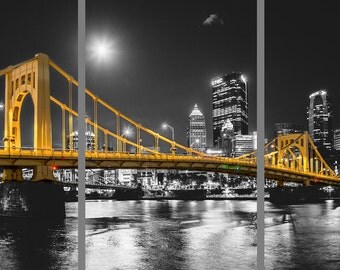 Black and Gold Bridges Pittsburgh Triptych Various formats