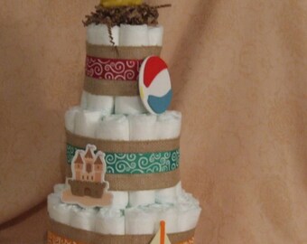 Beach diaper cake | Etsy