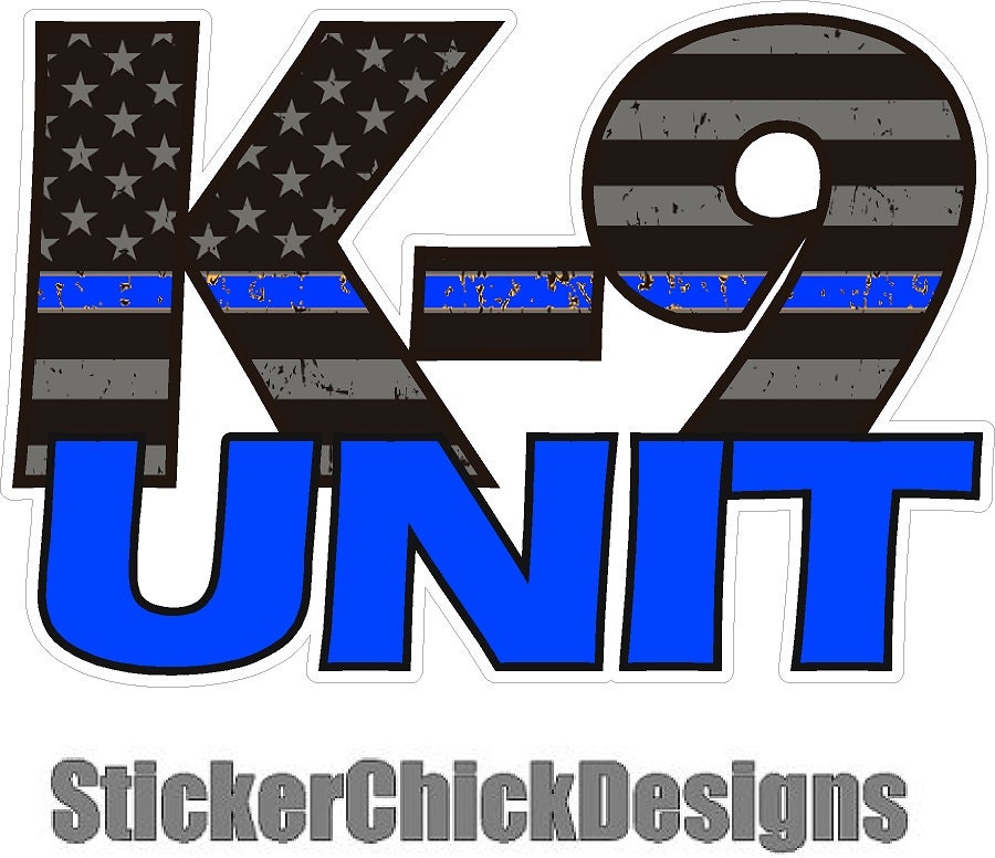 K9 Unit US Flag Thin Blue Line Decal Sticker Support Law