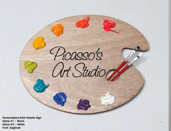 Personalized Art Palette Studio Sign or Wall Hanging with