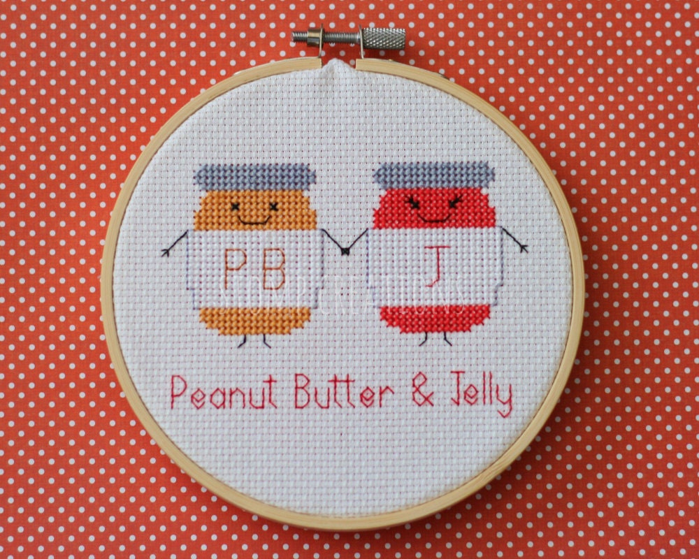 Peanut butter & jelly cross stitch pattern : by StompCreations