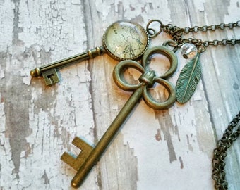 Long key necklace | Etsy