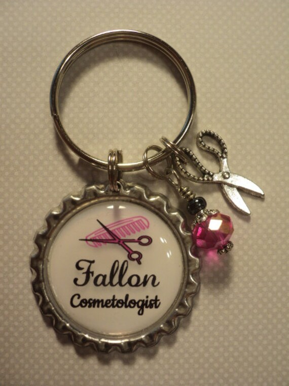 Personalized Cosmetologist/Hair Stylist key chain with charms