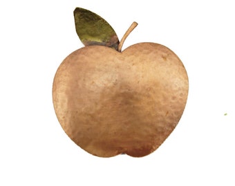 Unique Hammered Copper Apple Sculpture Made to Order