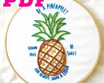 Unique pineapple embroidery related items | Etsy