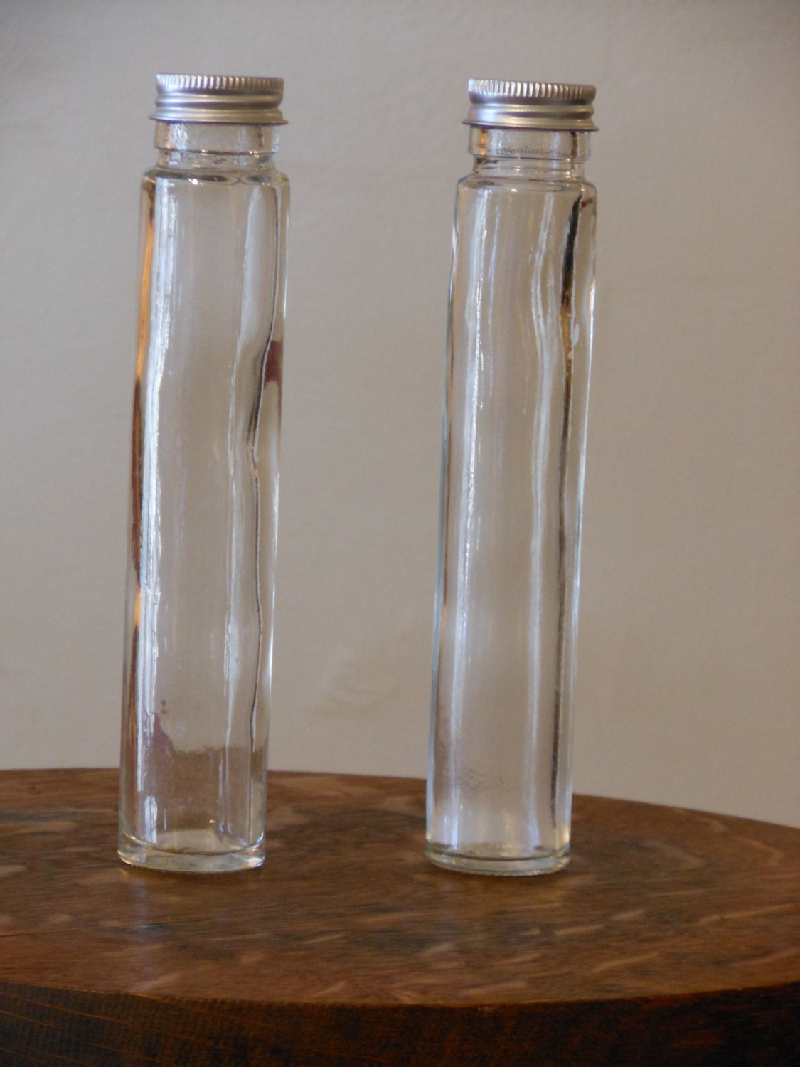 Two Glass Cylinder Containers w/ Lids