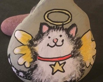 Painted rock cat | Etsy