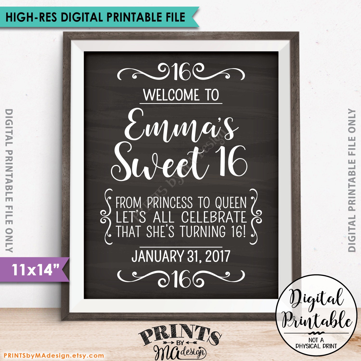 Sweet 16 Sign, Custom Sweet Sixteen Welcome Sign, Sixteenth Birthday ...